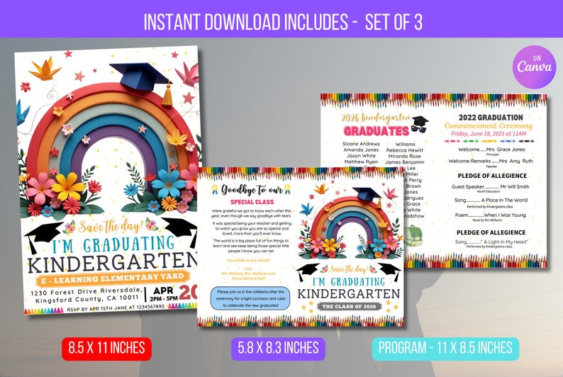 EDITABLE Kindergarten Graduation Bundle, Kindergarten Preschool Grad ...