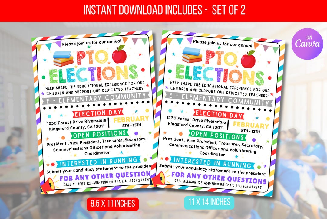 EDITABLE PTO Election Volunteer Board Member Flyer, School Board PTO ...