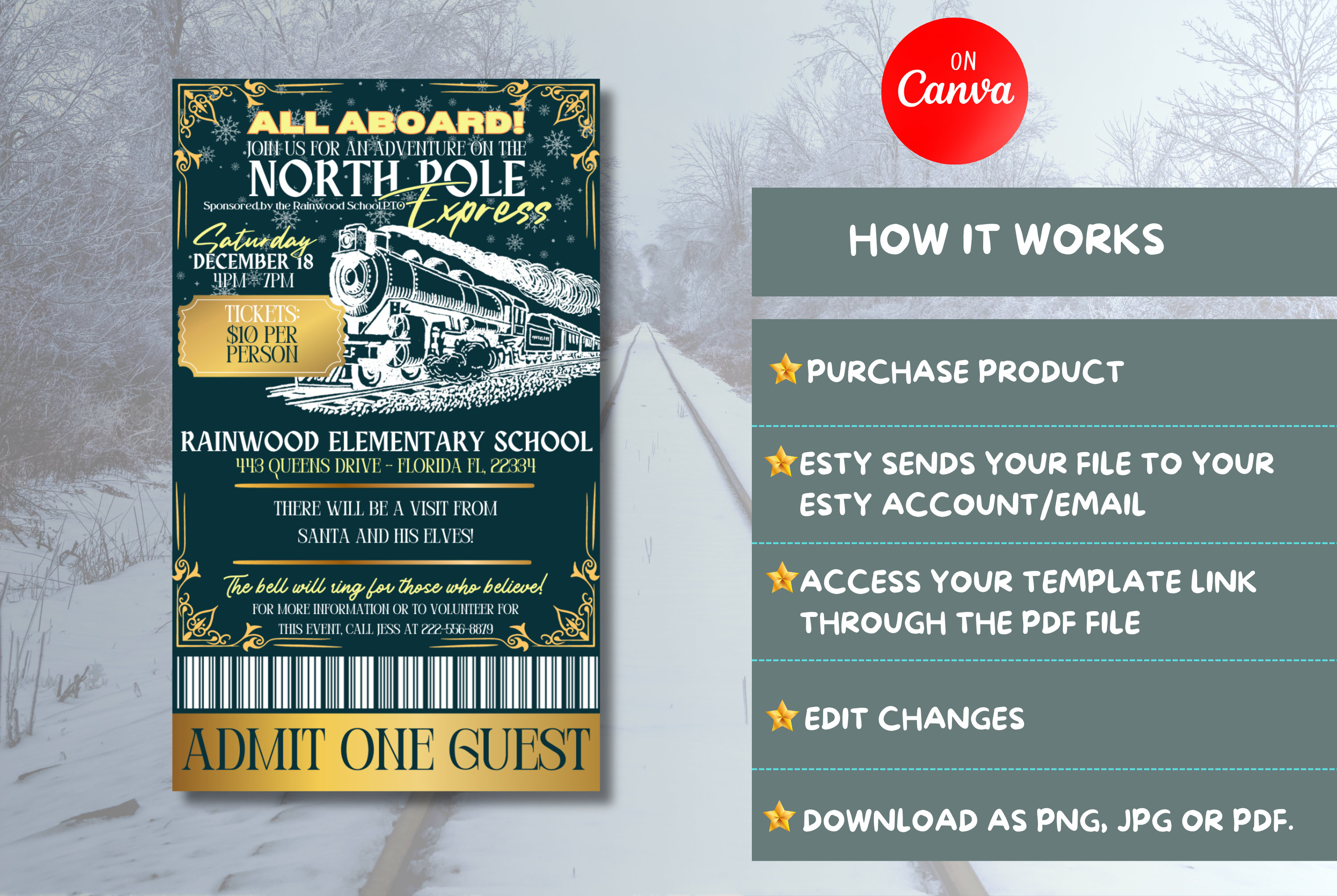 EDITABLE Northpole Express Train Ticket Santa Flyer and - Etsy