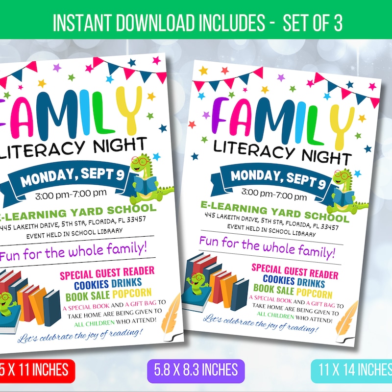 Literacy Night Flyer - Etsy