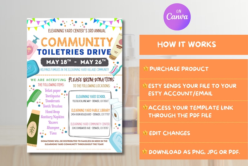 EDITABLE Community Toiletries Drive Flyer, School Church Fundraiser ...