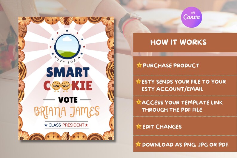 EDITABLE Presidential Campaign Poster, Smartie Cookie Poster, Class ...