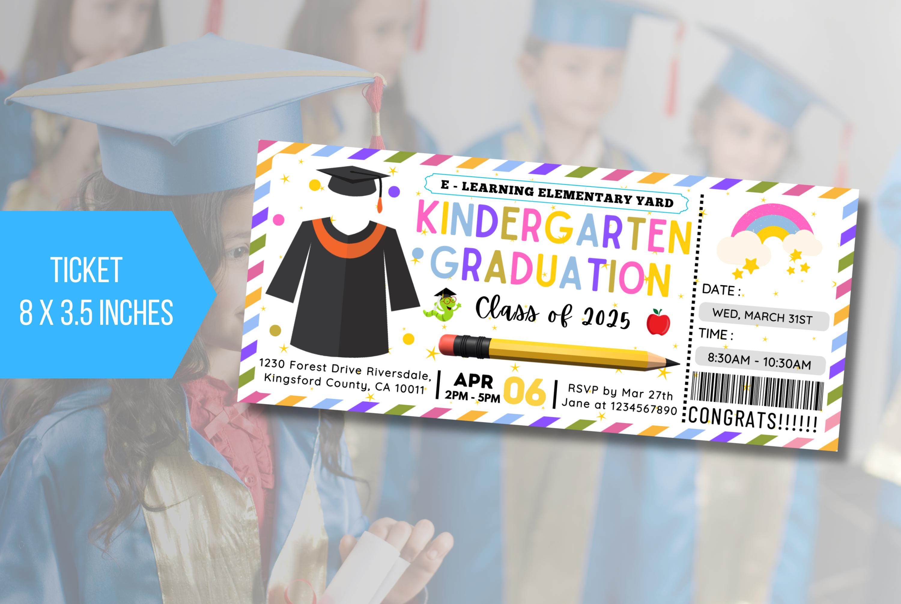 EDITABLE Pre School Graduation Ticket, Kindergarten Graduation, School ...