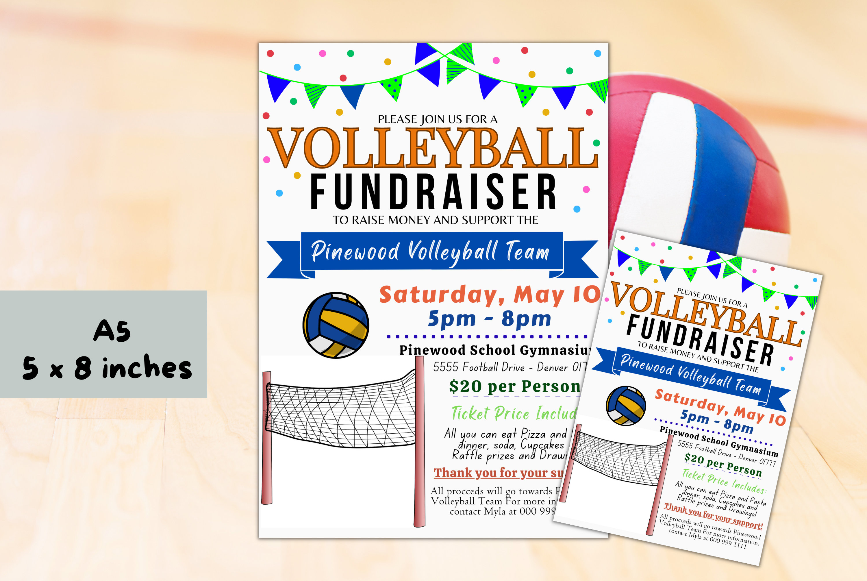 EDITABLE Volleyball Fundraiser Flyer Template Charity Non - Etsy