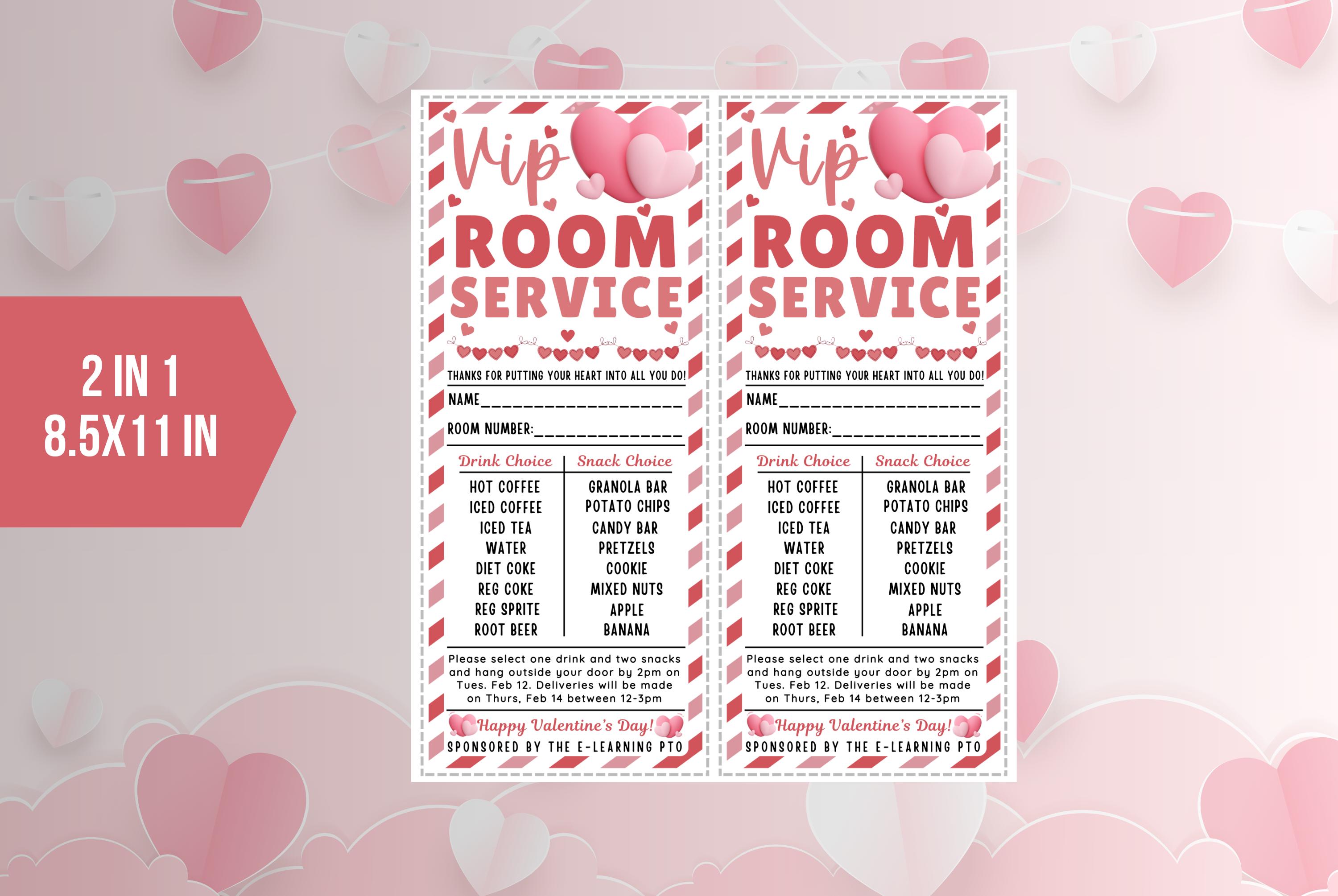 EDITABLE Happy Valentine's Day VIP Room Service Door Hanger, Teacher ...