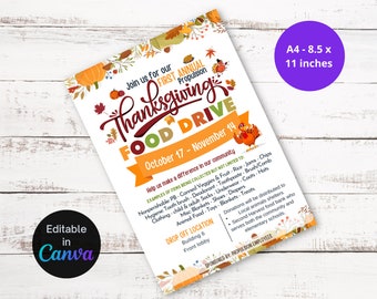 Editable Food Drive Flyer School Church Fundraiser Invite - Etsy