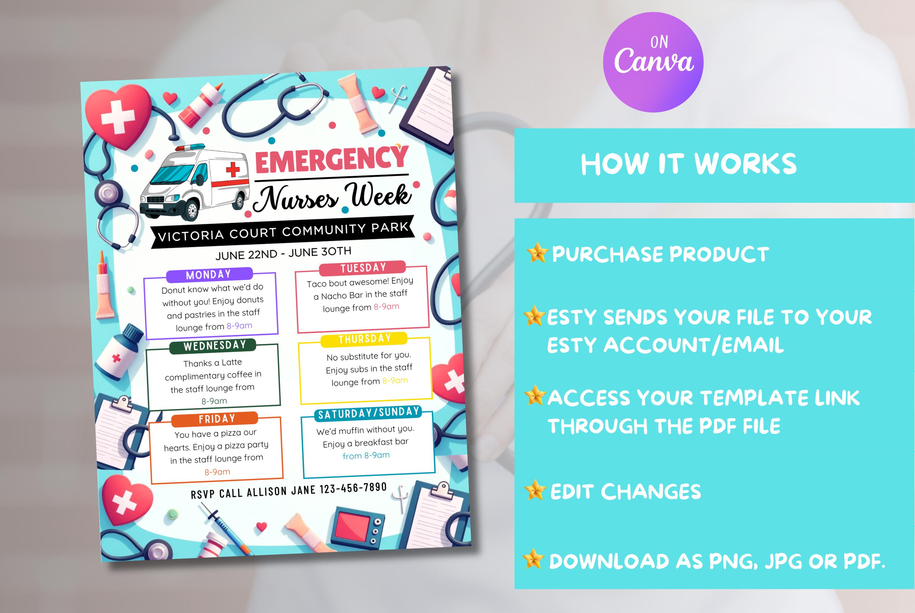 EDITABLE Emergency Nurses Appreciation Week Itinerary Template, ER ...