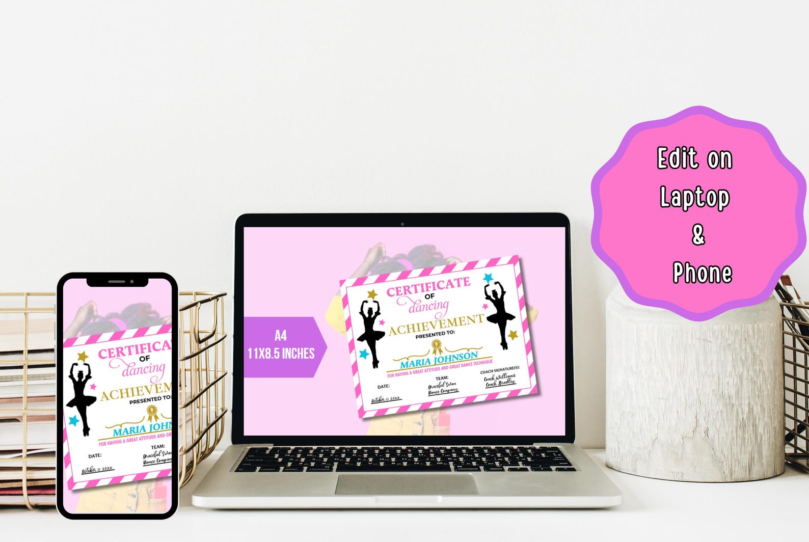 EDITABLE Ballet Certificate, Dancing Award, Dancer Certificate, Dance ...