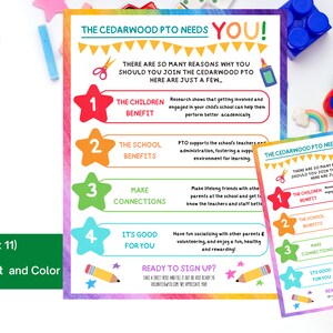 School Pto Pta Recruitment Flyer With QR Code, Printable Handout School ...