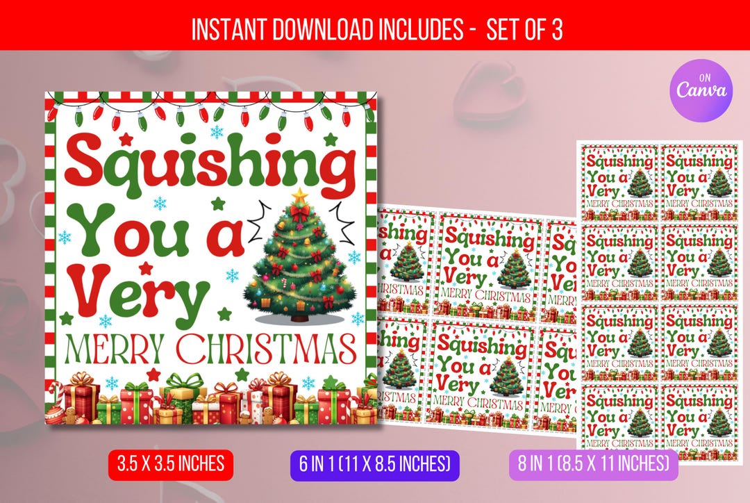 EDITABLE Christmas Squishing You a Happy Holidays, Toy Squeeze Kid ...