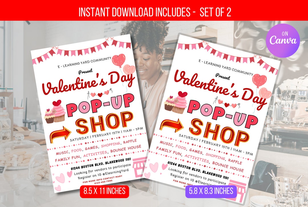 EDITABLE Valentine's Day Pop up Shop Flyer, Valentine's Day Shopping ...