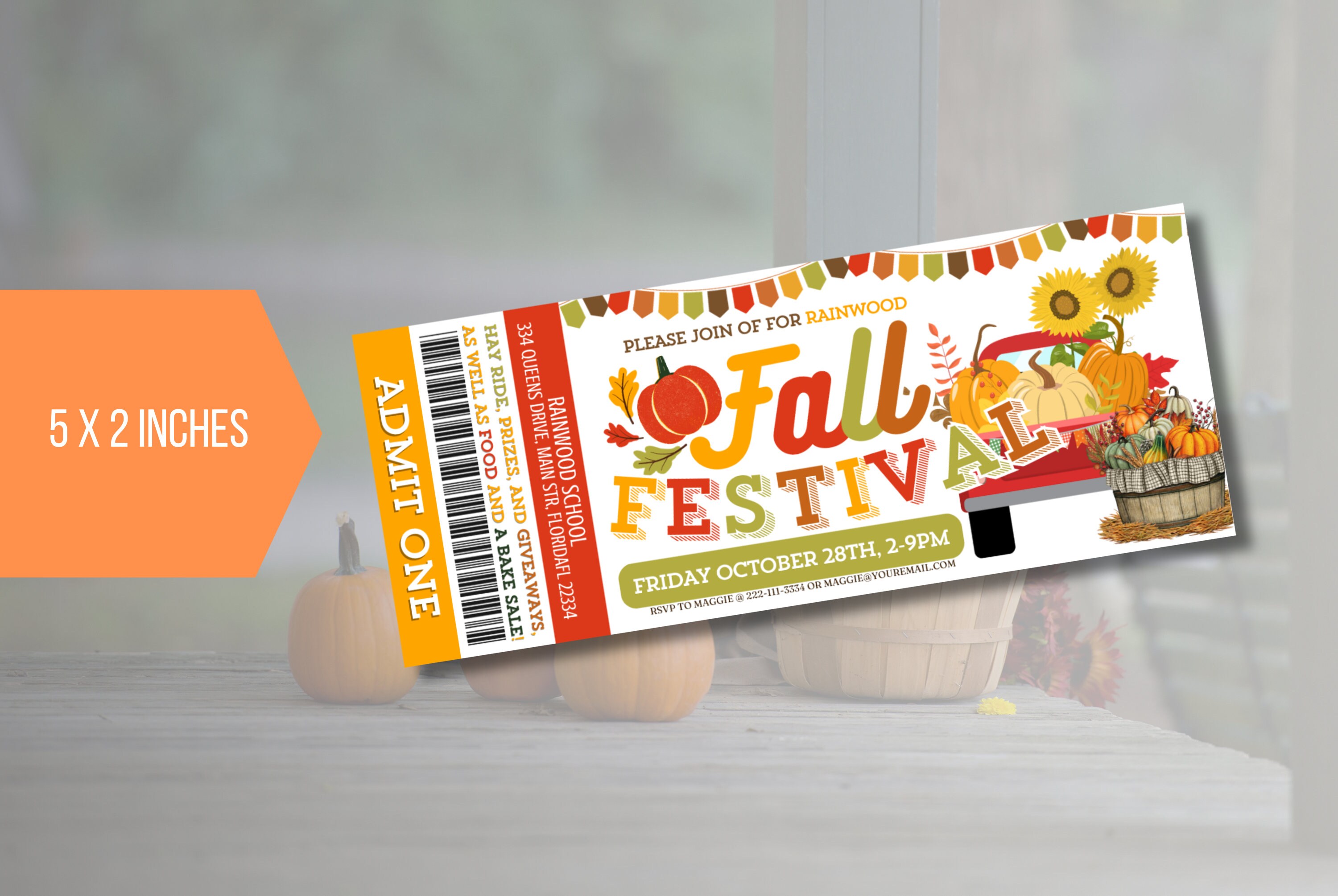 EDITABLE Fall Harvest Festival Invitation Ticket, School Event Harvest ...
