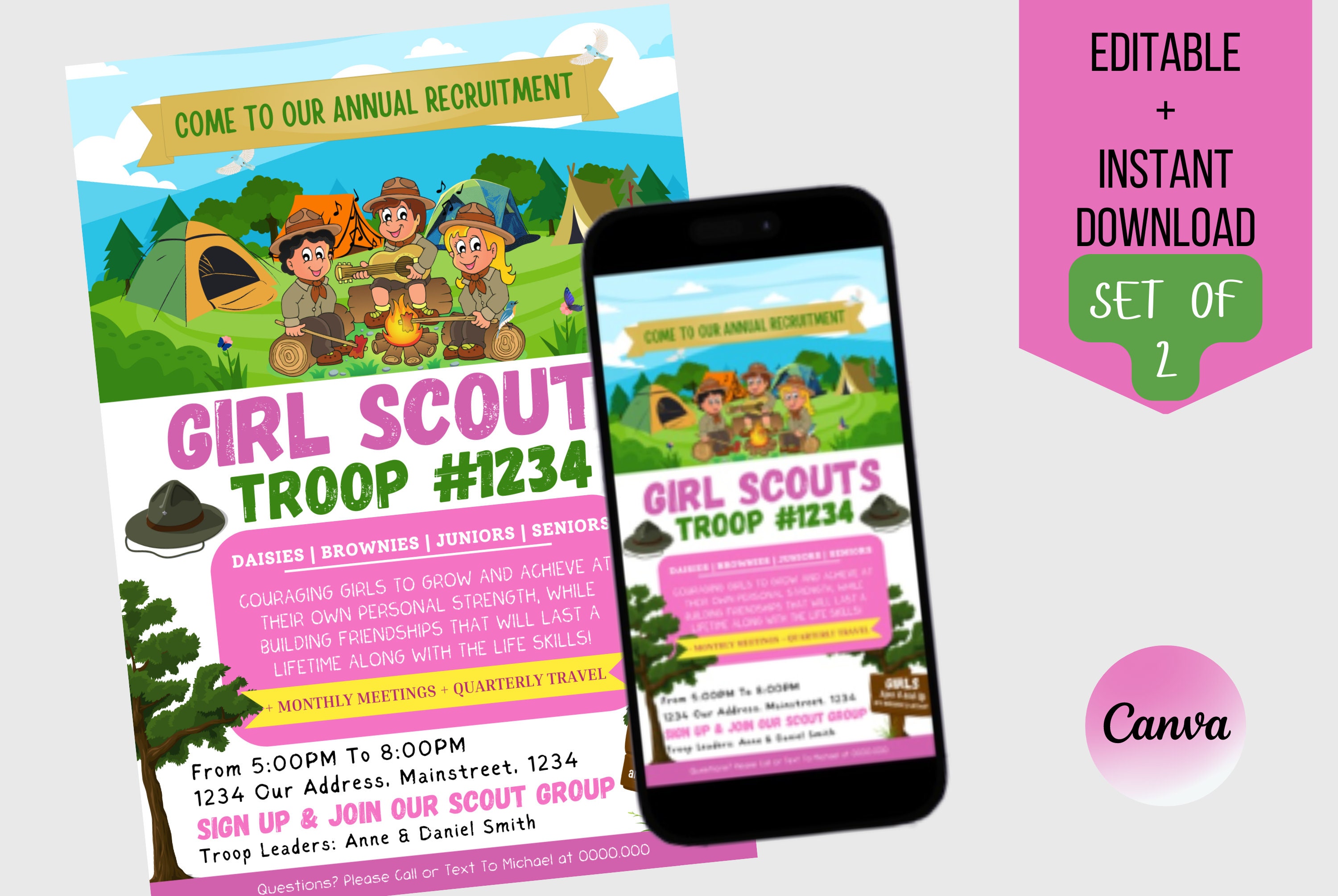 Editable Girl Scouts Recruitment Flyer Girl Scout - Etsy Israel