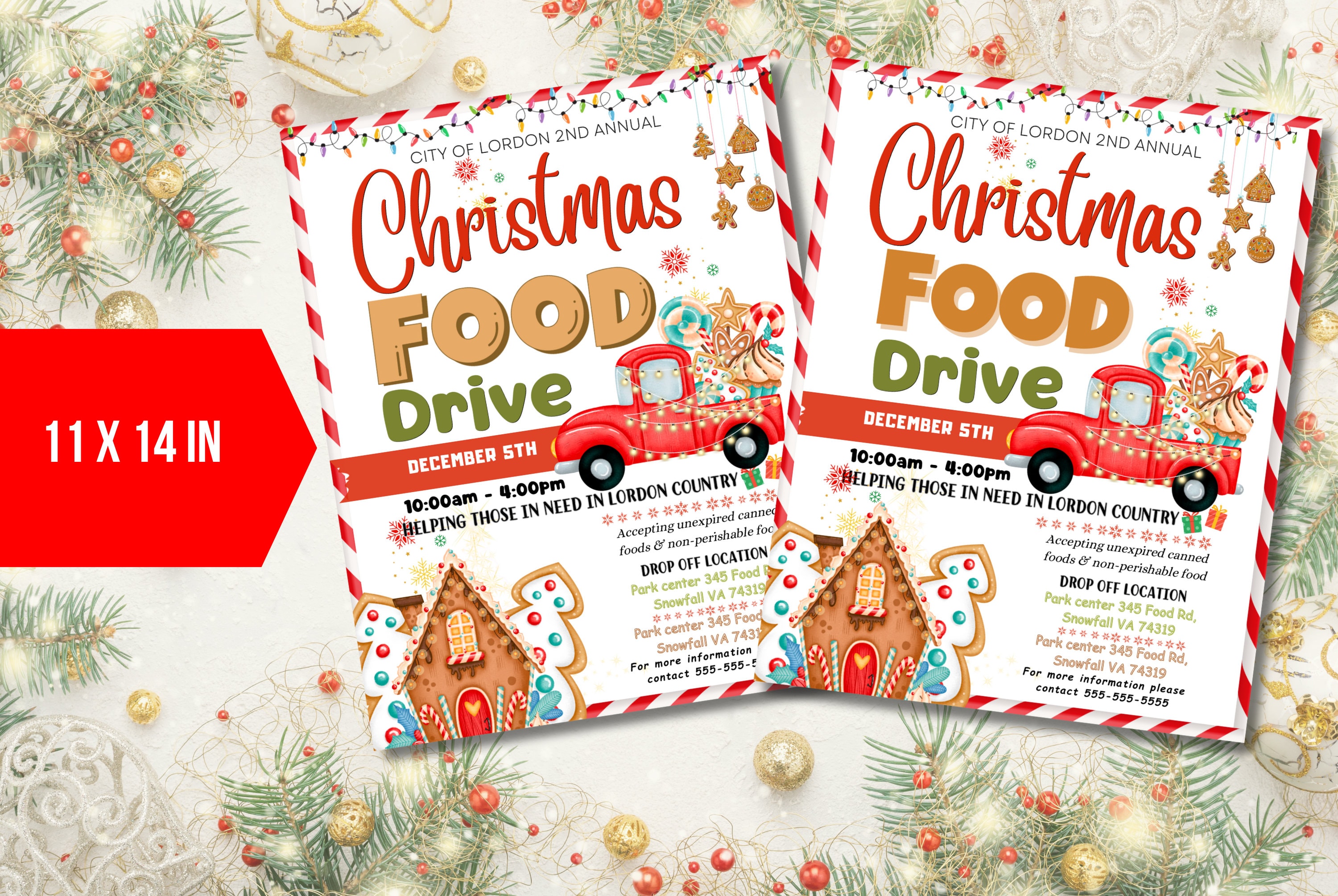EDITABLE Christmas Food Drive Flyer School Church Event - Etsy