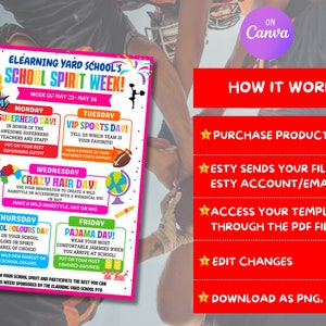 EDITABLE School Spirit Week Flyer, School Spirit Week Poster, Spirit ...