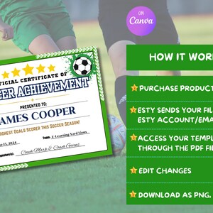 EDITABLE Soccer Award Certificate, Team Soccer Award Cert, Soccer Party ...