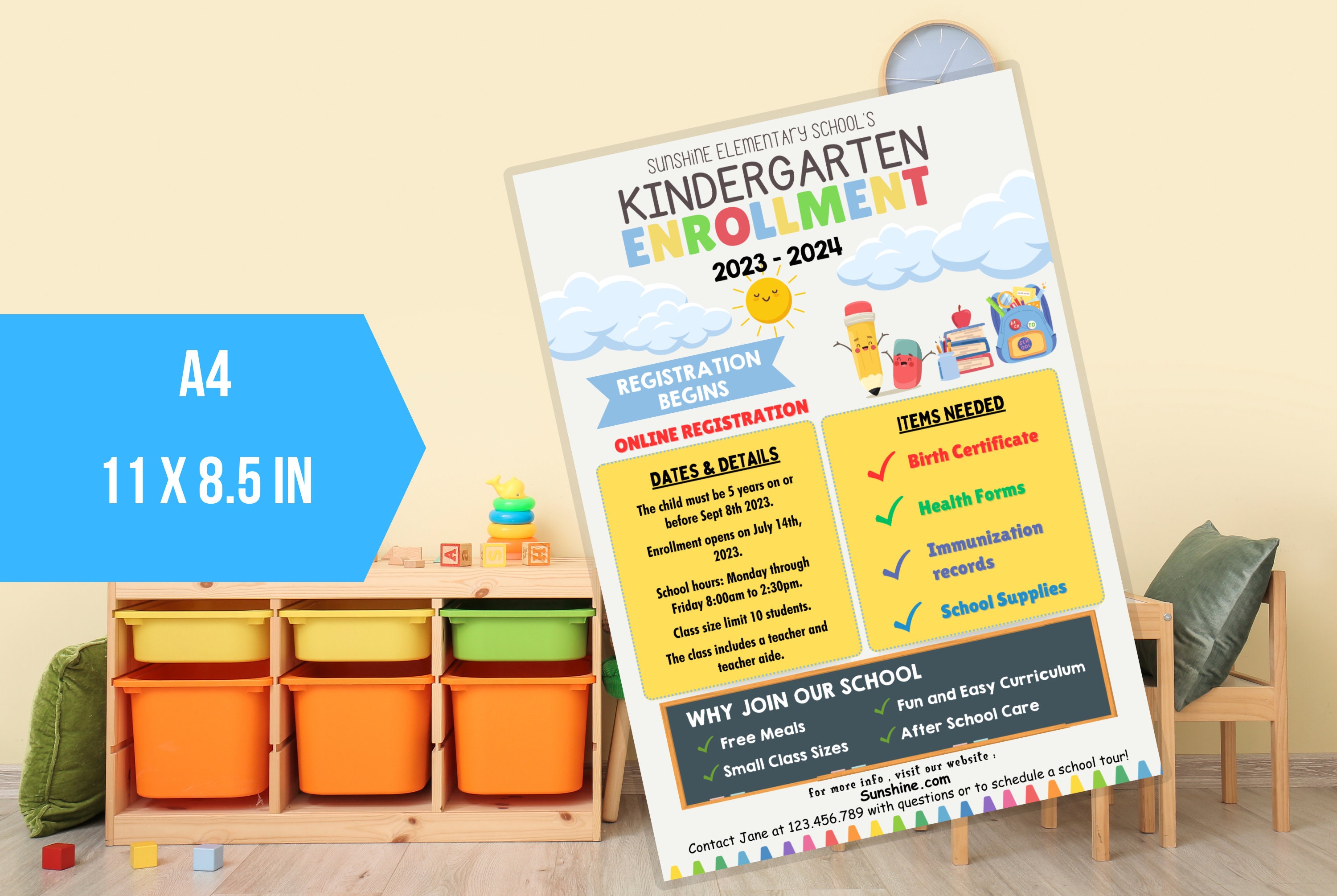 EDITABLE Kindergarten Enrollment Flyer Registration Flyer - Etsy