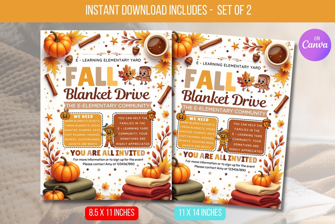 EDITABLE Fall Blanket Drive Flyer, PTA PTO Flyer, School Church ...