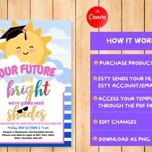 EDITABLE Kindergarten Graduation Invitation, Preschool Pre K Graduation ...