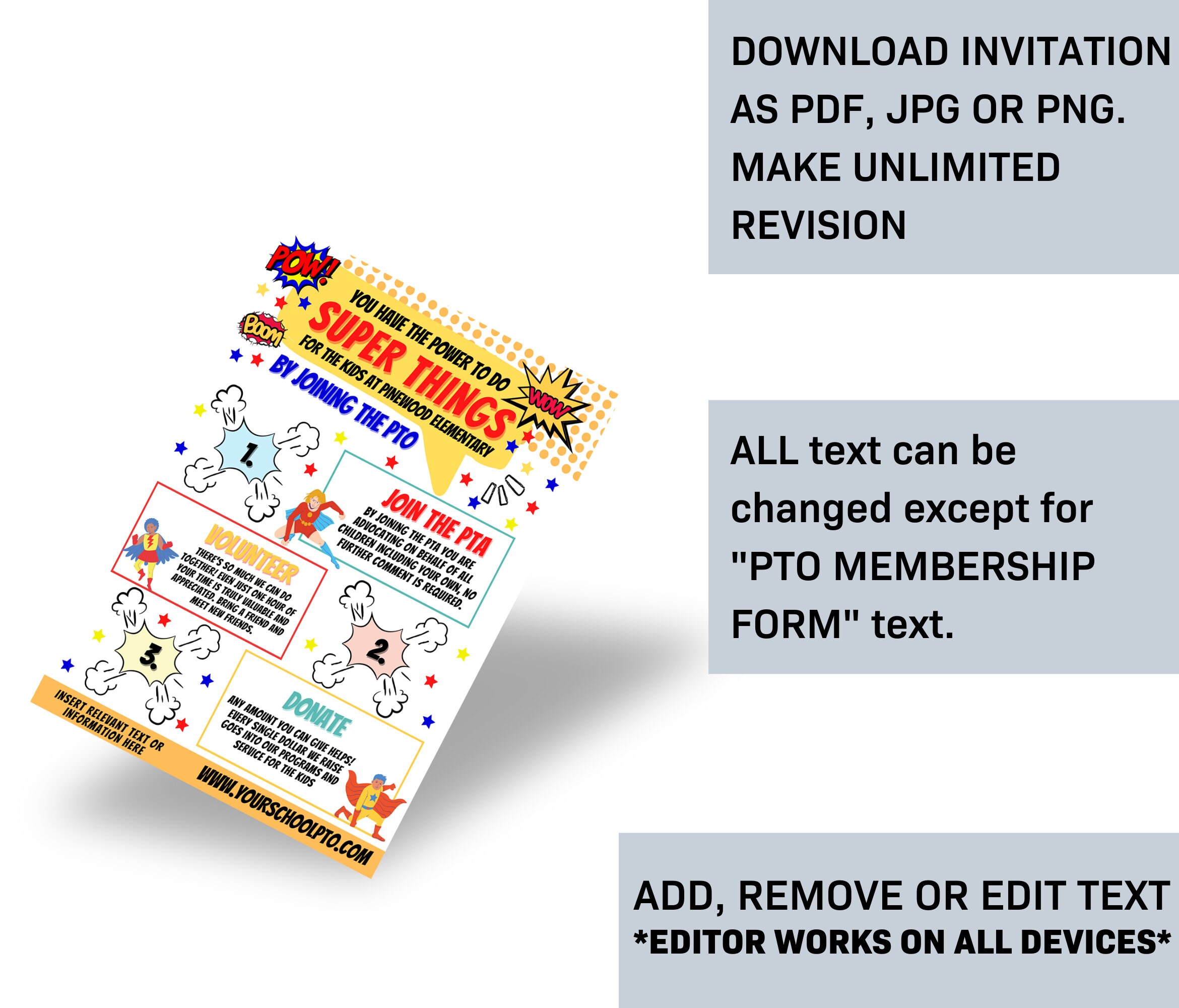 EDITABLE PTO PTA Recruitment Flyer, School Fundraiser Event, Volunteer ...