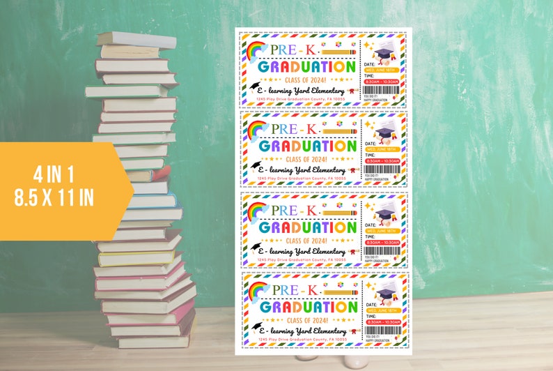 EDITABLE Pre School Graduation Ticket, Kindergarten Graduation, School ...