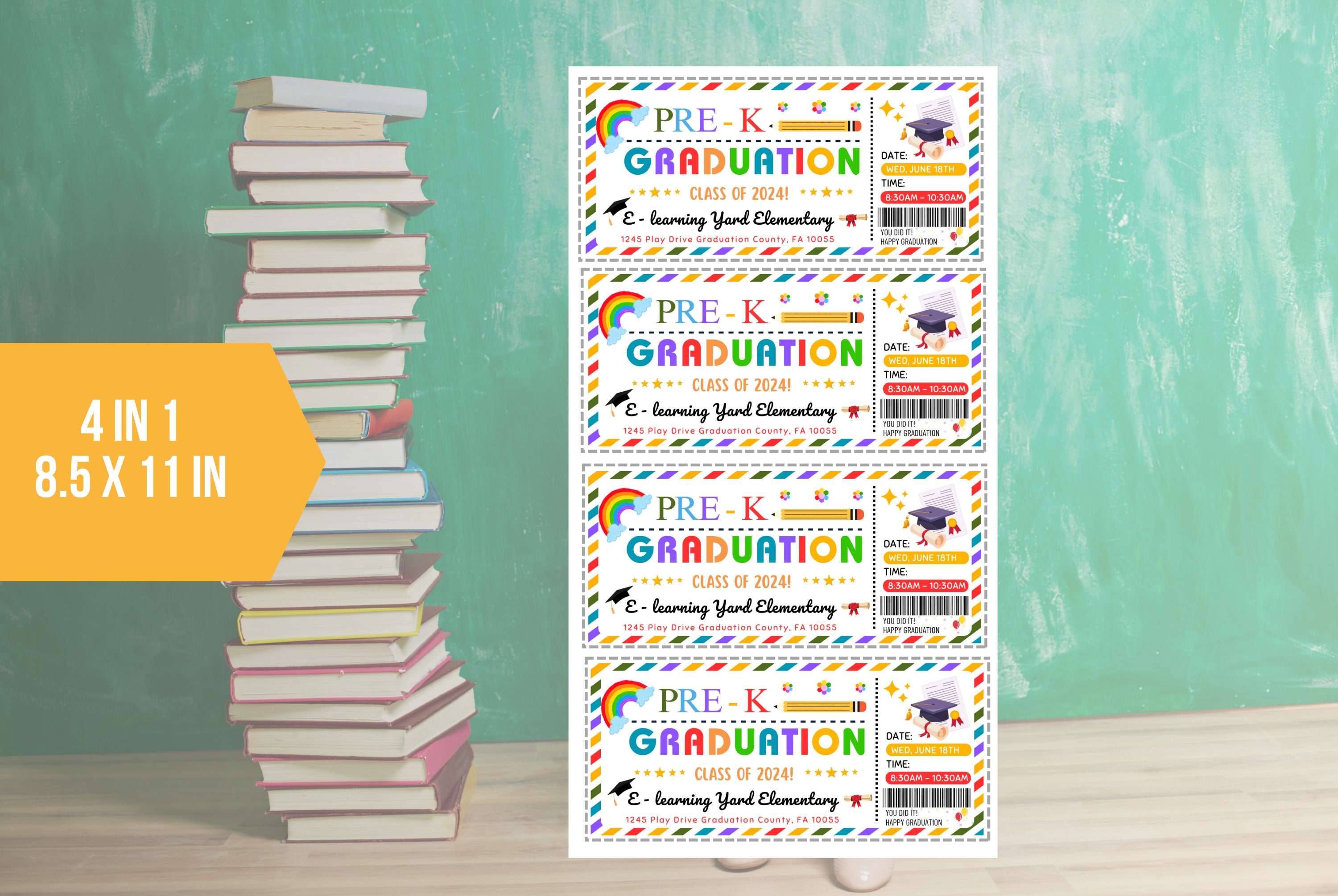 EDITABLE Pre School Graduation Ticket, Kindergarten Graduation, School ...