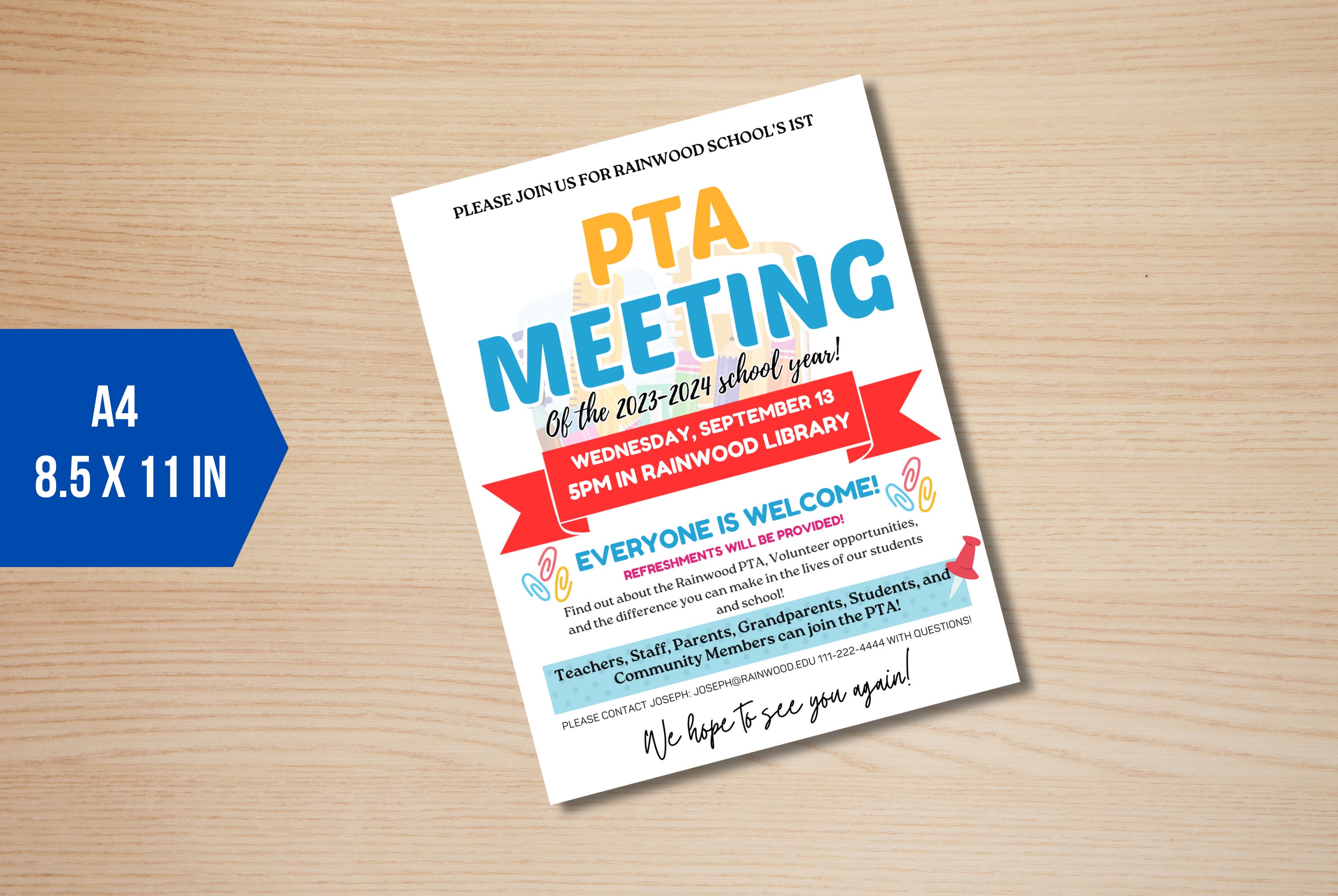 EDITABLE PTA Meeting Handout Flyer, School Information Meeting Flyer ...