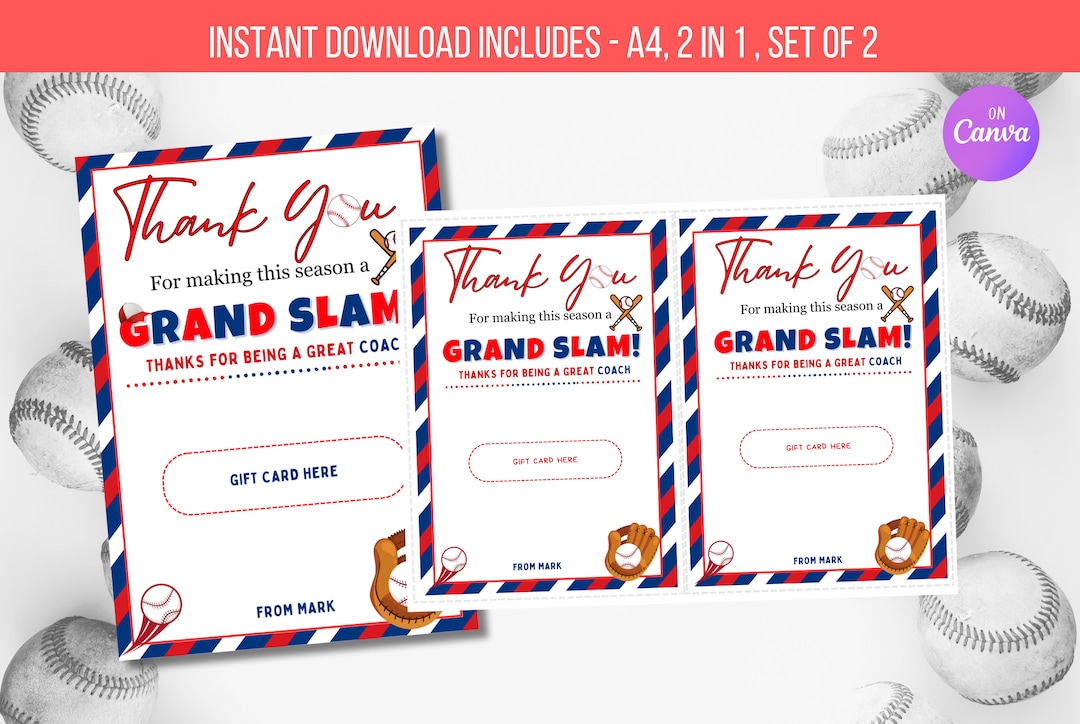 EDITABLE Baseball Coach Appreciation Gift Card, Printable Coach Gift ...