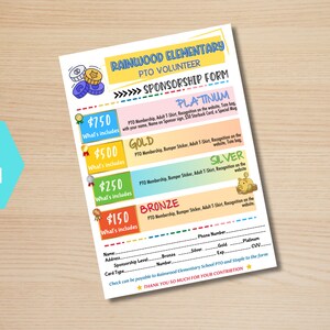 EDITABLE PTO PTA Recruitment Flyer, Sponsorship Form, Volunteer Needed ...