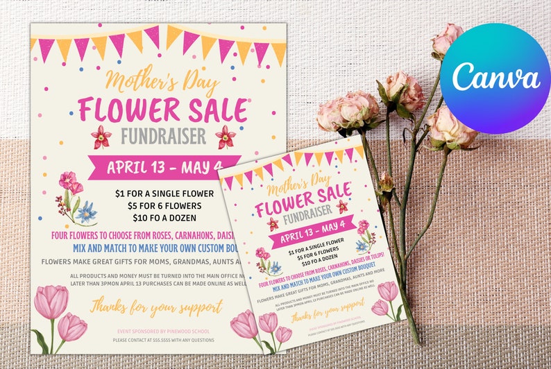 EDITABLE Mother's Day Flower Fundraiser Flyer Printable - Etsy