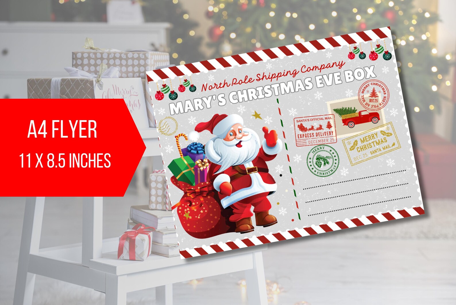 EDITABLE Night Before Christmas Label, Christmas Eve Box Label Template ...