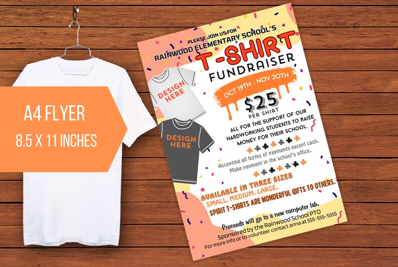 T-shirt Fundraiser Flyer Printable PTO PTA Sale Clothing School Spirit ...