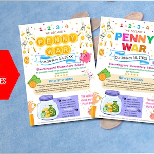 EDITABLE Penny War Fundraiser Flyer, Printable School Fundraiser Event ...