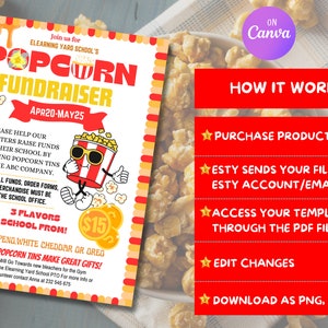 EDITABLE Popcorn Fundraiser Flyer Template, Non Profit Event Poster ...