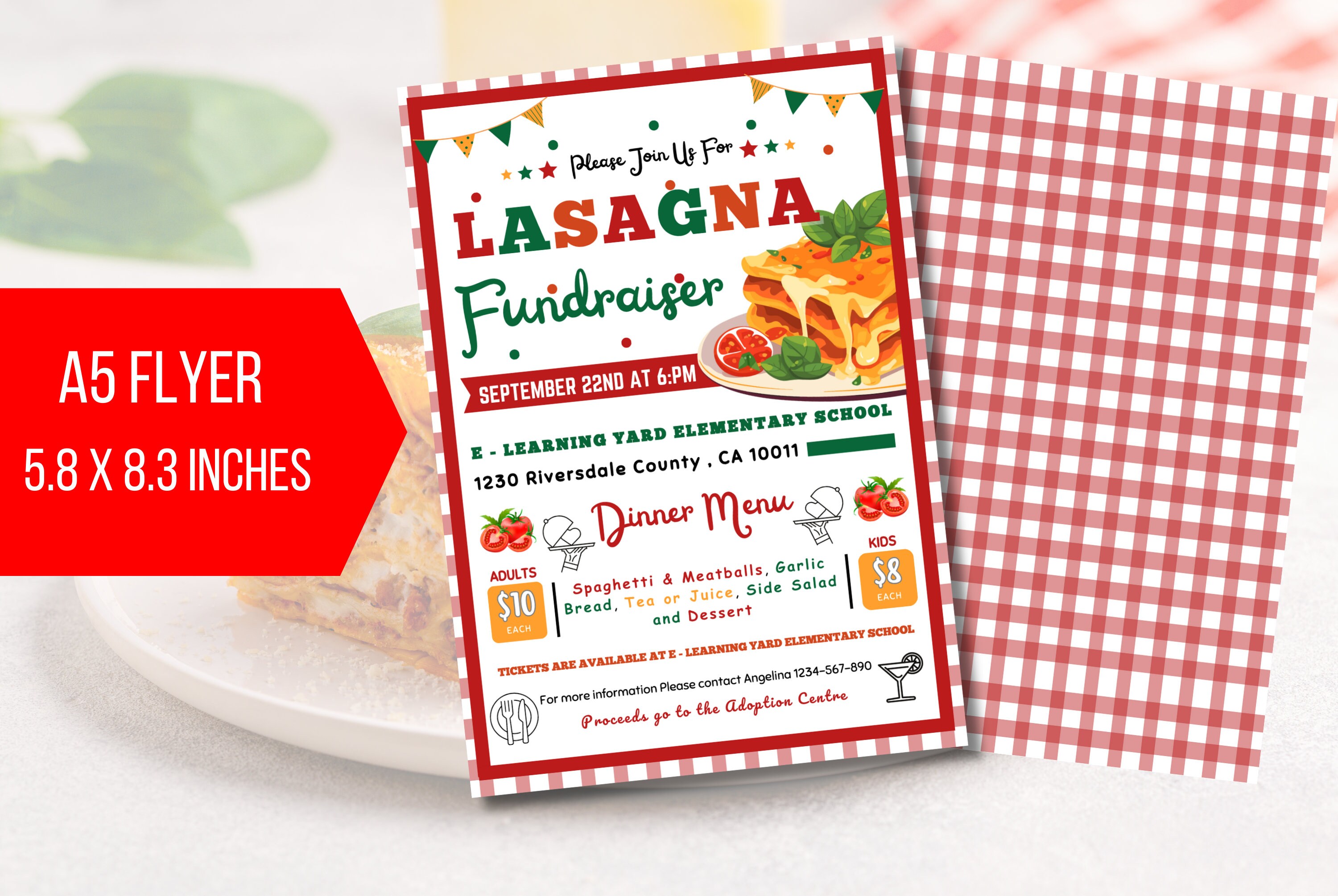 EDITABLE Lasagna Fundraiser Flyer & Ticket, Printable PTA PTO Flyer ...