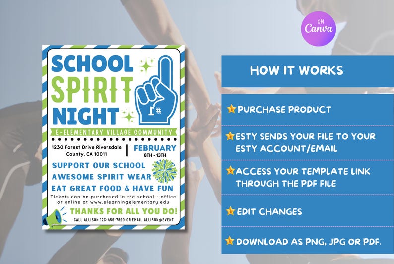 EDITABLE School Spirit Flyer Package, School Spirit Night Party, Spirt ...