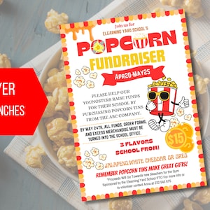 EDITABLE Popcorn Fundraiser Flyer Template, Non Profit Event Poster ...