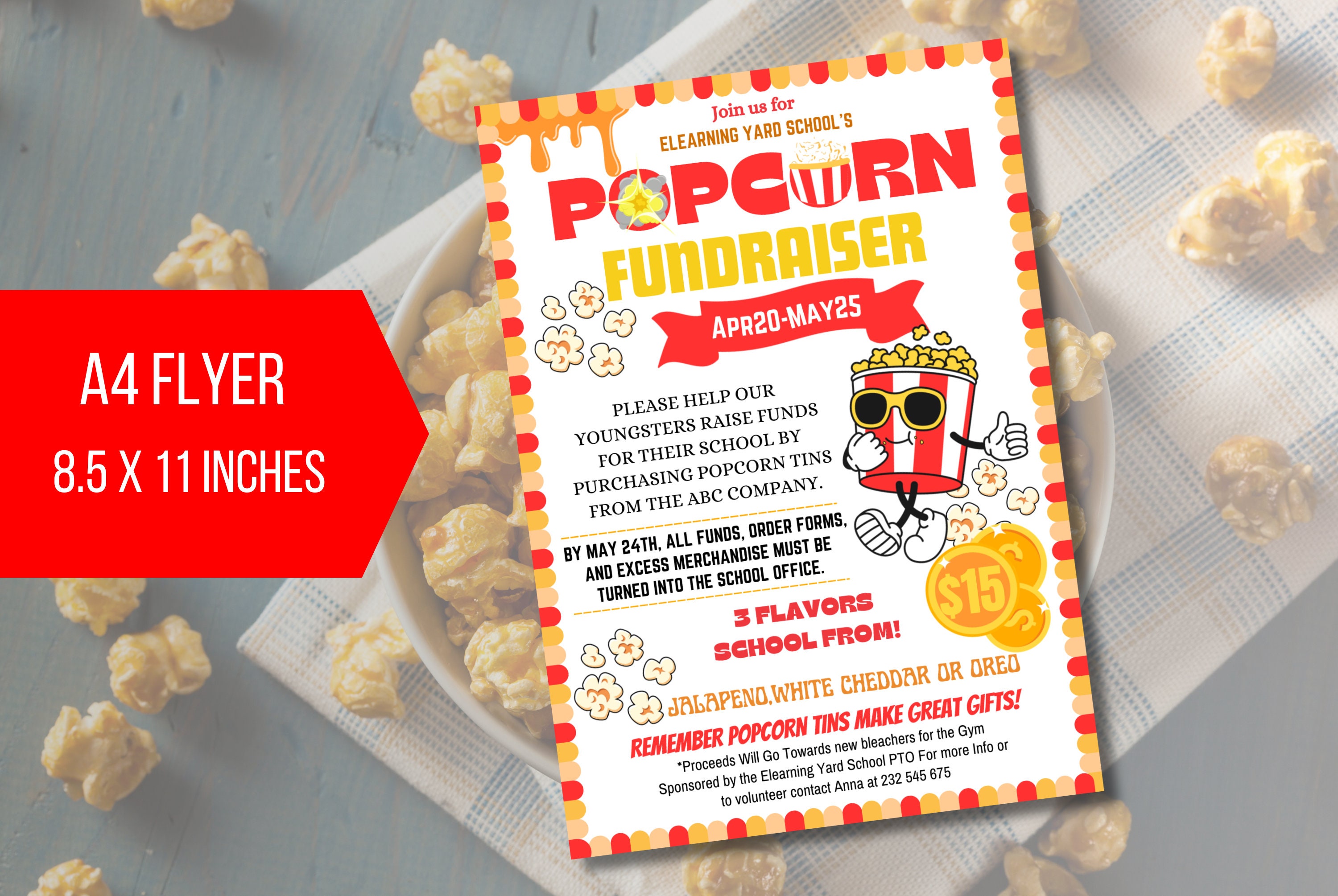 EDITABLE Popcorn Fundraiser Flyer Template, Non Profit Event Poster ...