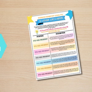 EDITABLE School Board PTO PTA Election Recruitment Flyer, School ...