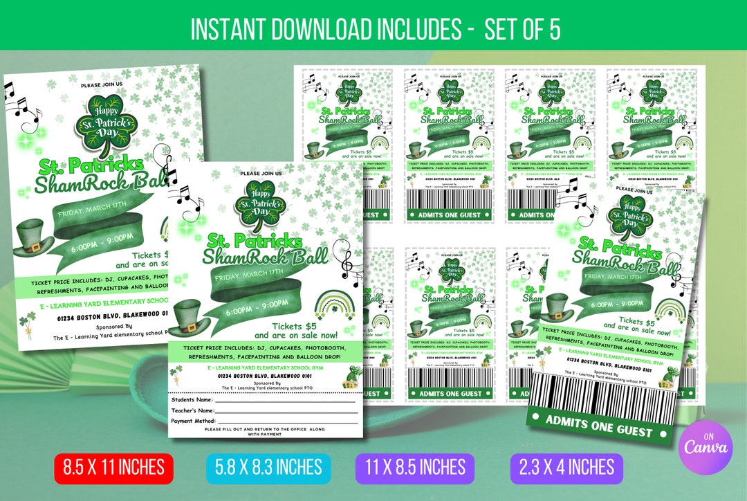 EDITABLE St. Patricks Day Shamrock Ball Flyer, Shamrock Ball Dance ...