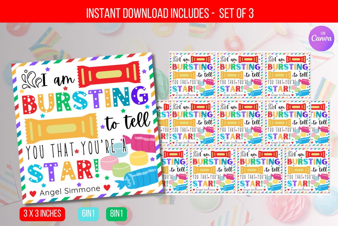 EDITABLE Bursting to Tell You Are A Star Gift Tag, Employee ...