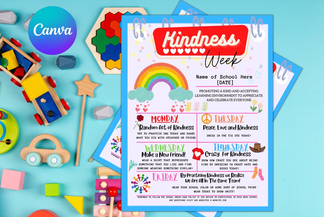 Kindness Week Itinerary Flyer, Diversity Inclusion, Printable Editable ...