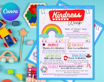 Kindness Week Itinerary Flyer, Diversity Inclusion, Printable Editable ...