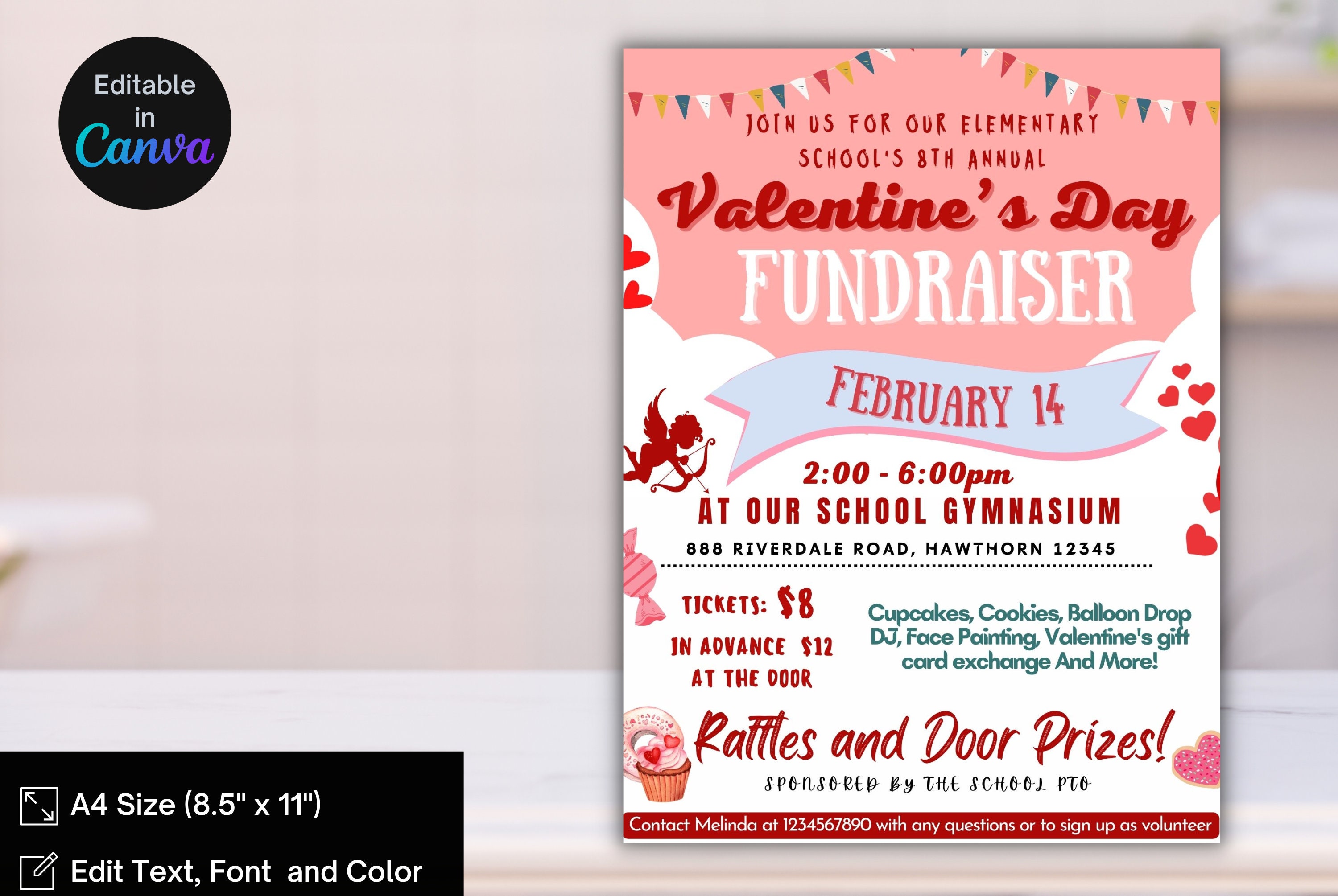 EDITABLE Valentine Bake Sale Flyer, Valentine School Bake Sale Flyer ...