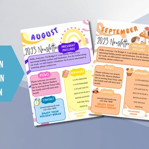 EDITABLE Monthly Newsletter Template Bundle, Classroom Printable ...