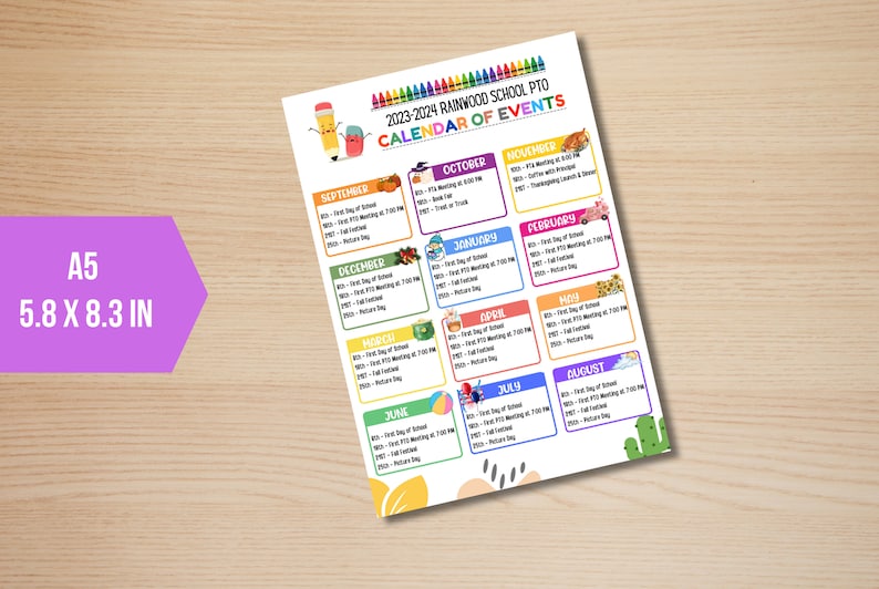 Editable Monthly Event Calendar Flyer Template, Year at a Glance ...