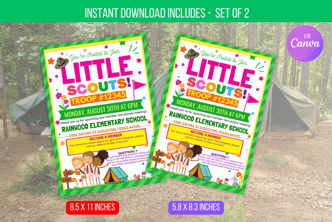 EDITABLE Scout Recruitment Flyer, Troop Informational Meeting Template ...