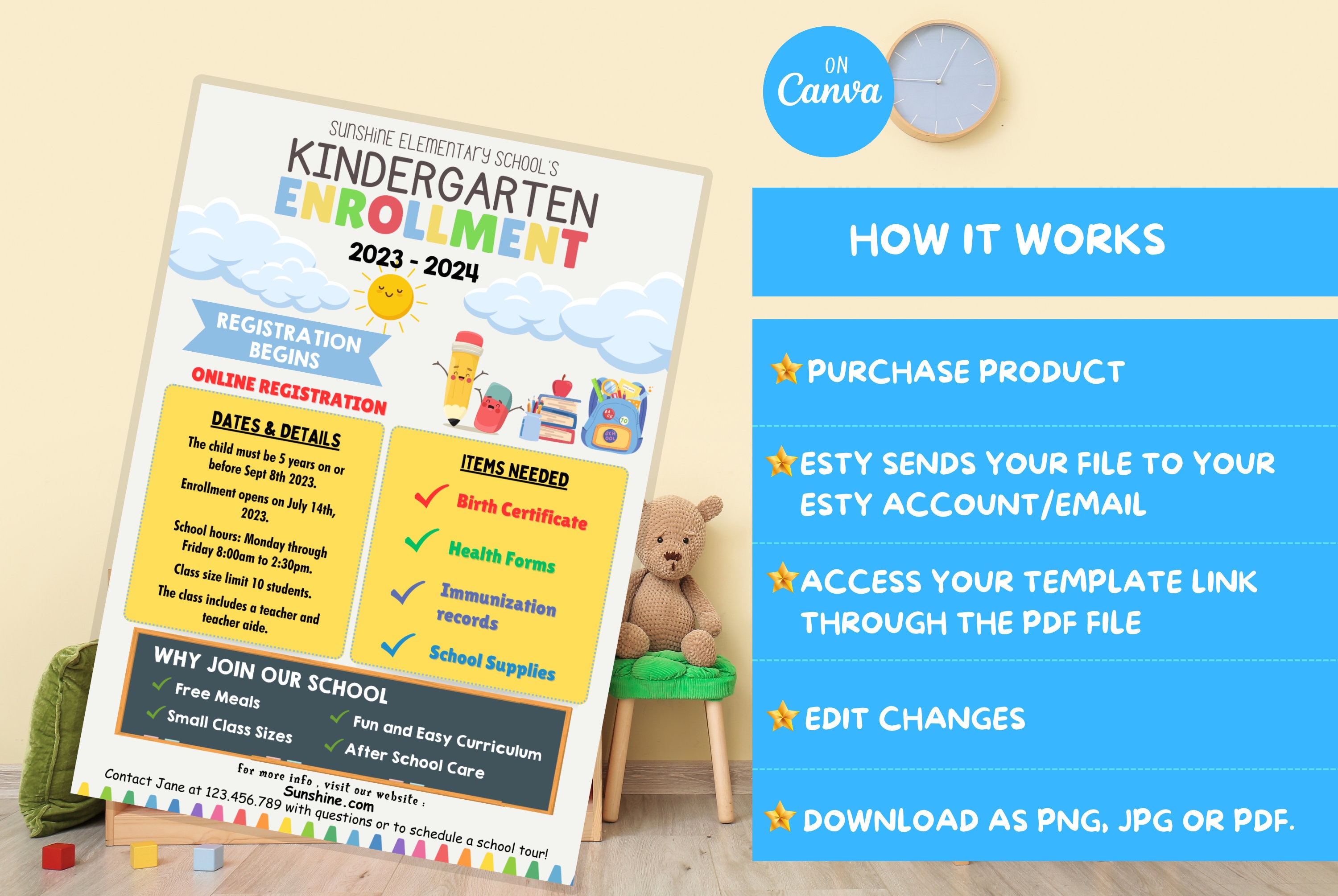 EDITABLE Kindergarten Enrollment Flyer Registration Flyer - Etsy