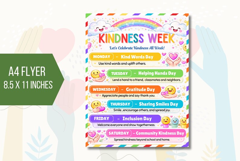 EDITABLE Kindness Week Flyer, Itinerary Diversity Inclusion, Printable ...
