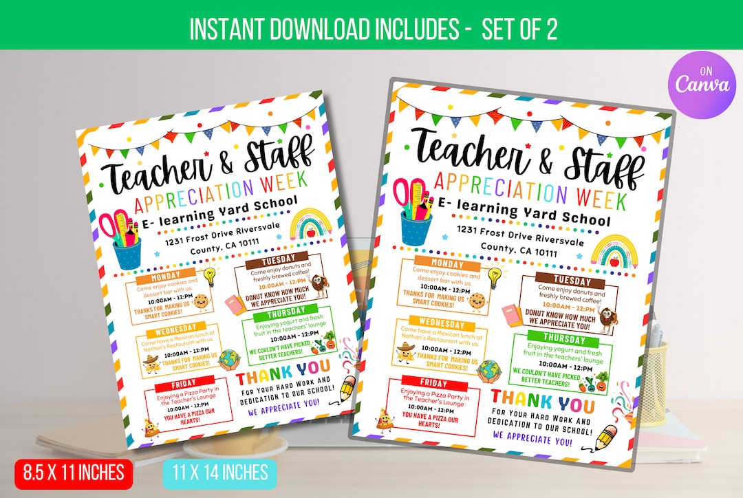 EDITABLE Teacher and Staff Appreciation Invitation, Editable School ...
